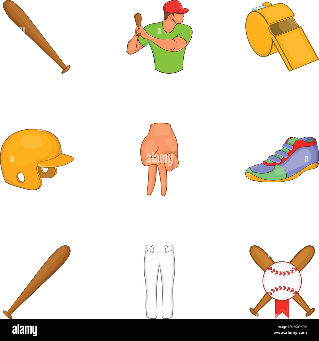 Baseball sport icons set, cartoon style Stock Vector Image & Art - Alamy