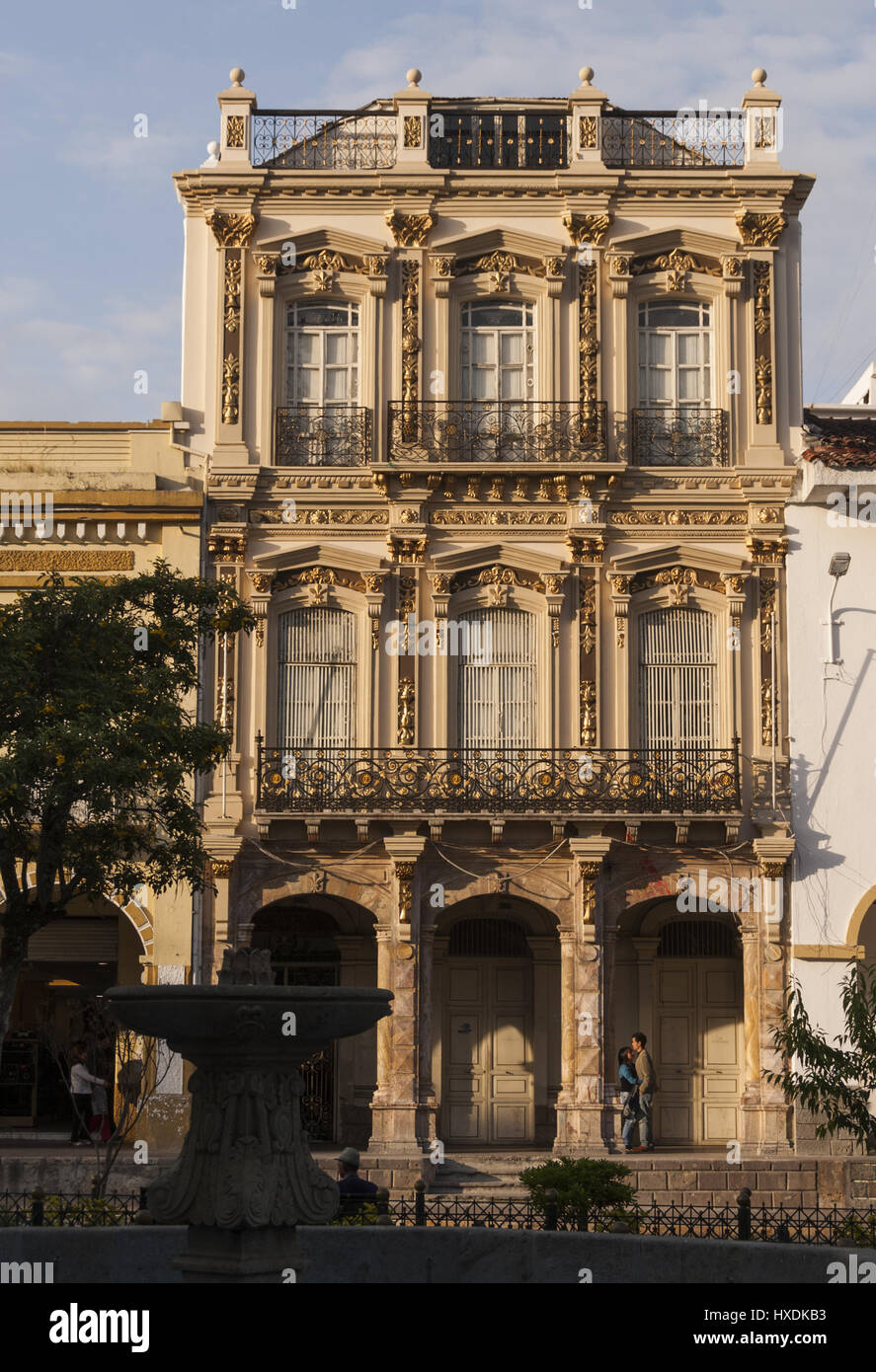 Ecuador, Cuenca, Parque Calderon park, Colonial facade Stock Photo - Alamy