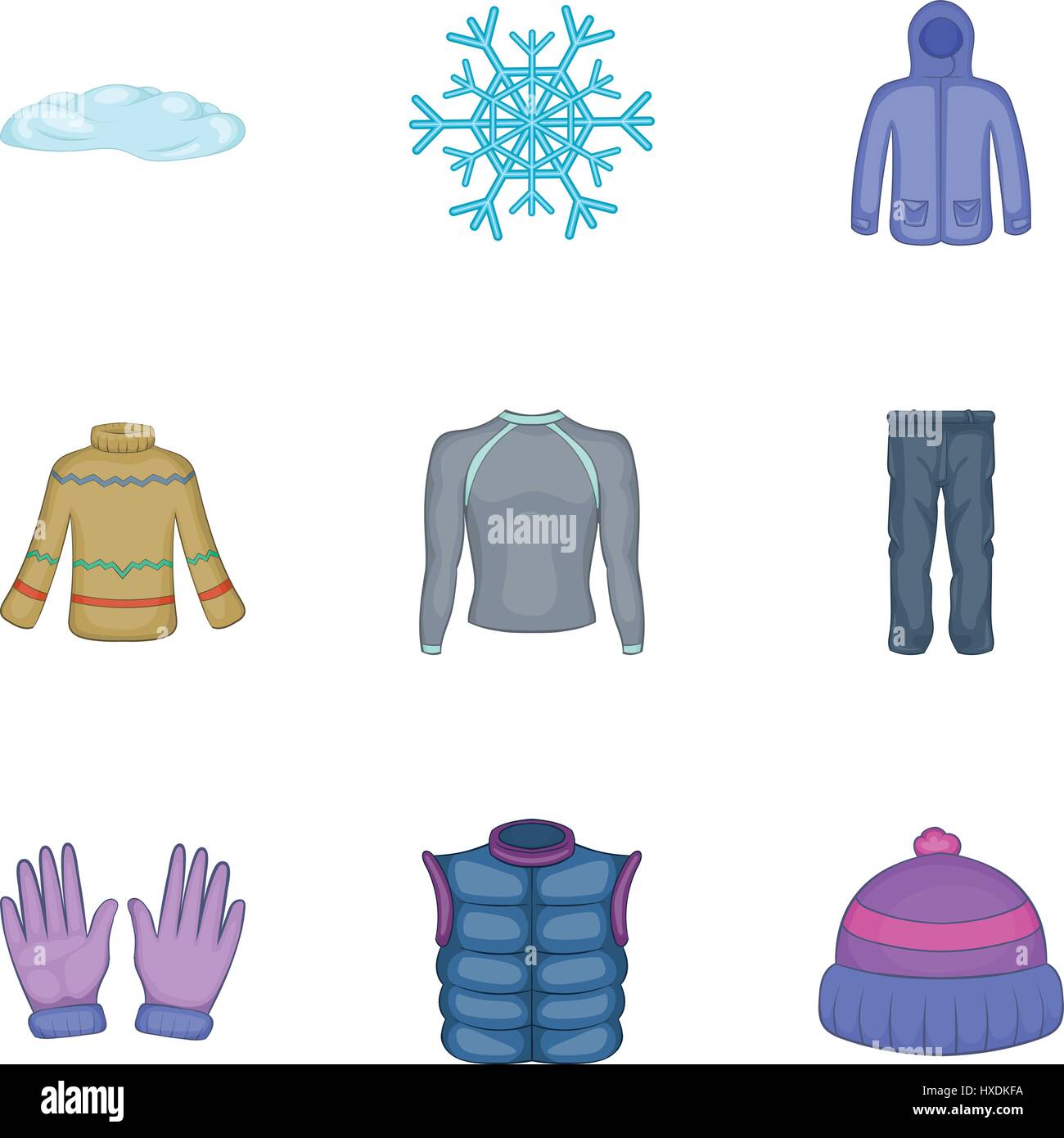 Warm clothes icons set, cartoon style Stock Vector Image & Art - Alamy