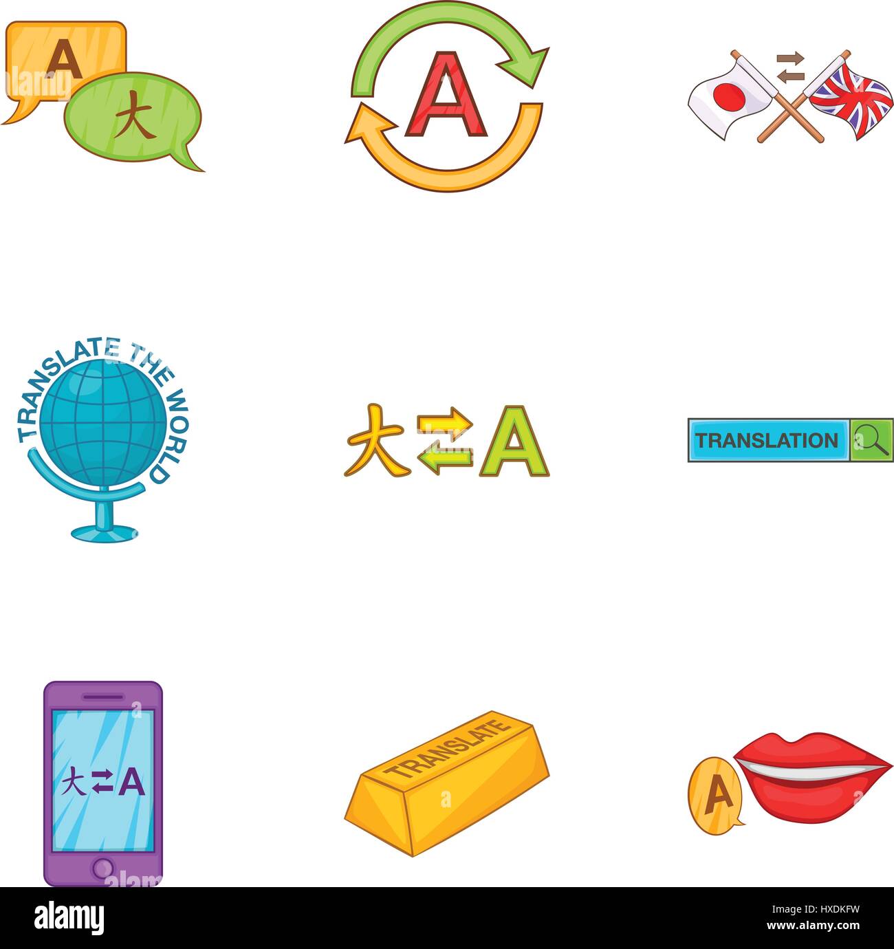 Translation icons set, cartoon style Stock Vector Image & Art - Alamy