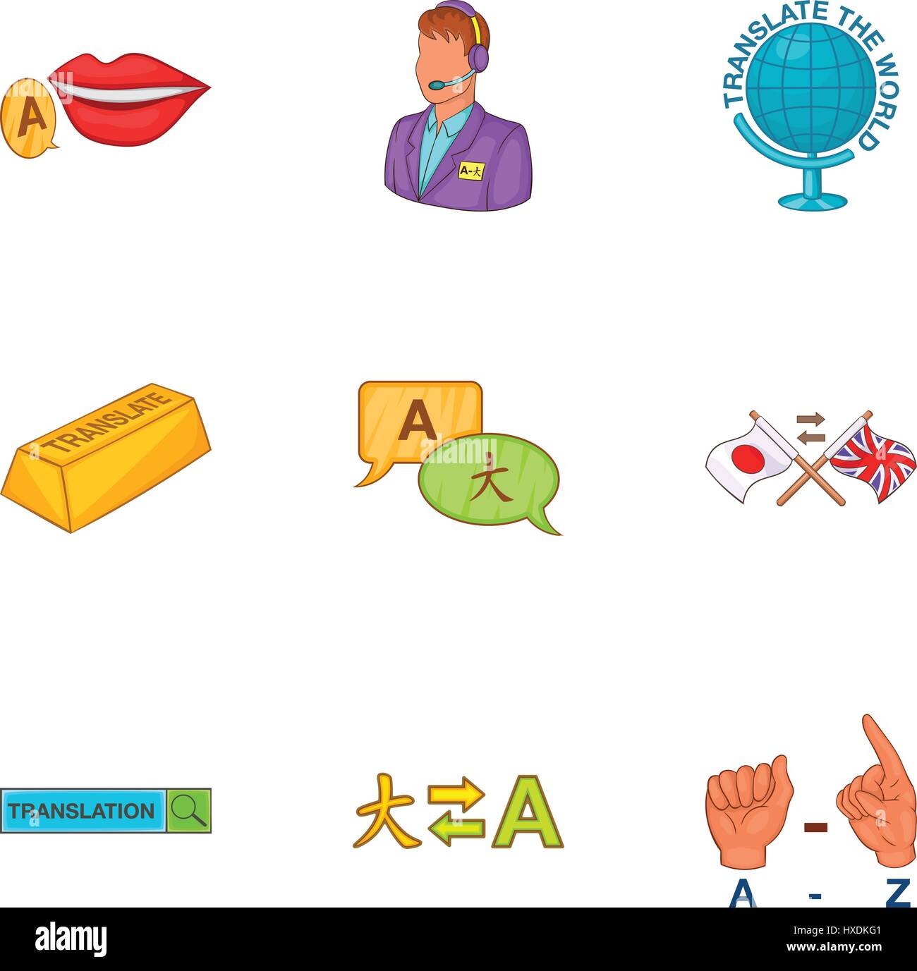 Foreign language icons set, cartoon style Stock Vector Image & Art - Alamy