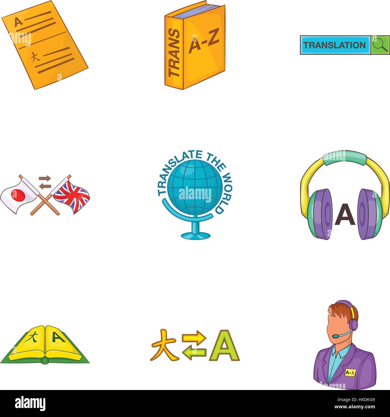 Translation of language icons set, cartoon style Stock Vector Image ...