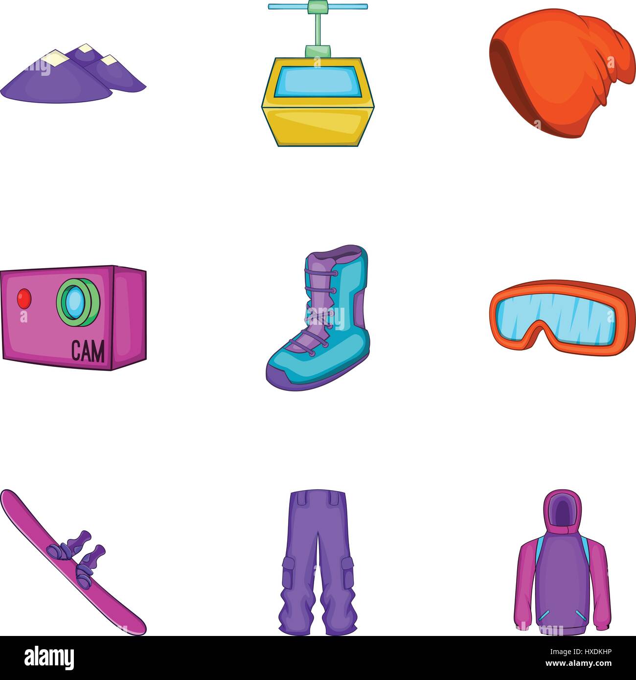 Snowboard icons set, cartoon style Stock Vector Image & Art - Alamy