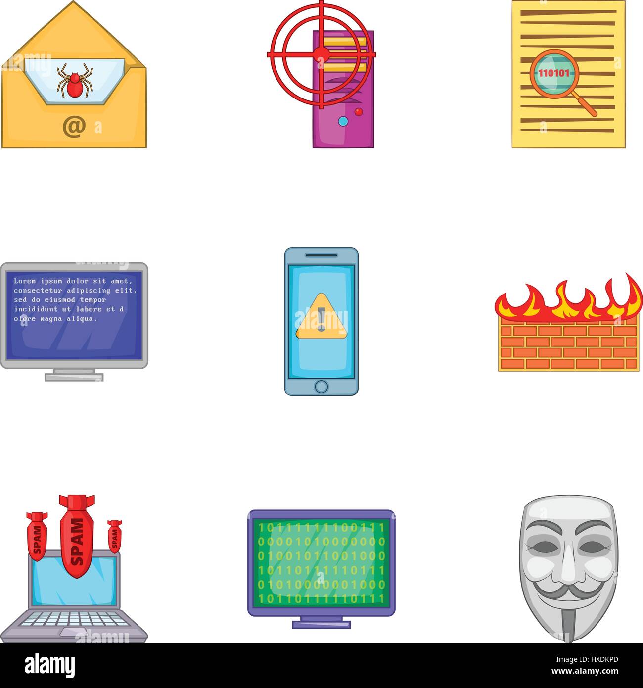Hacker icons set, cartoon style Stock Vector Image & Art - Alamy