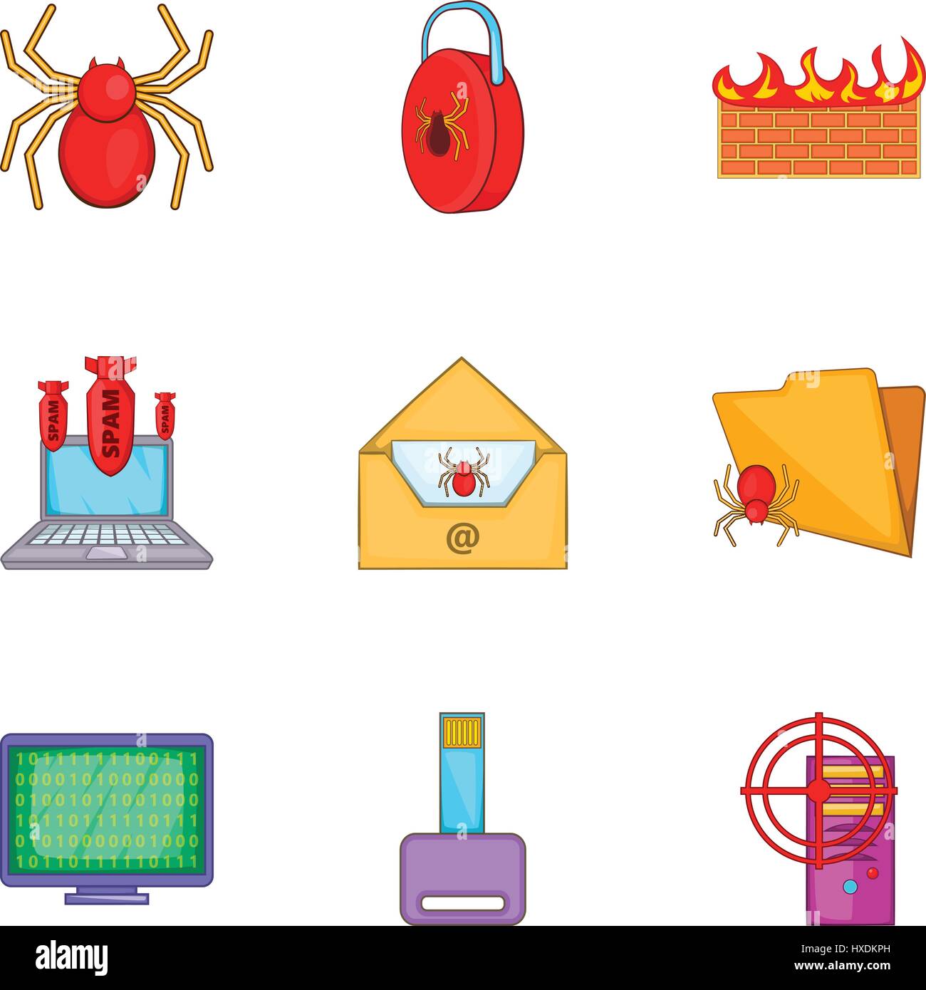 Hacking icons set, cartoon style Stock Vector Image & Art - Alamy