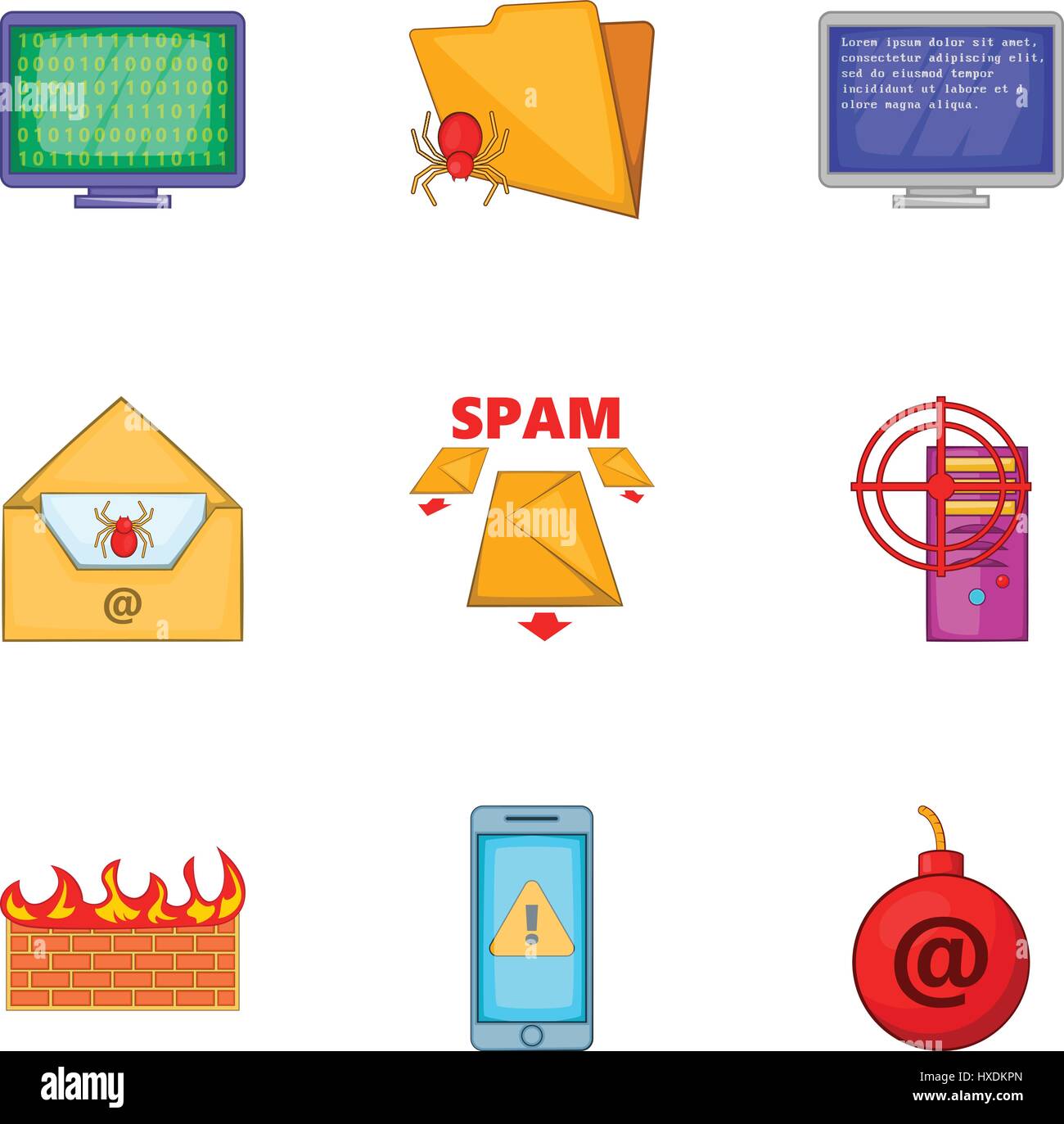 Cyber attack icons set, cartoon style Stock Vector Image & Art - Alamy