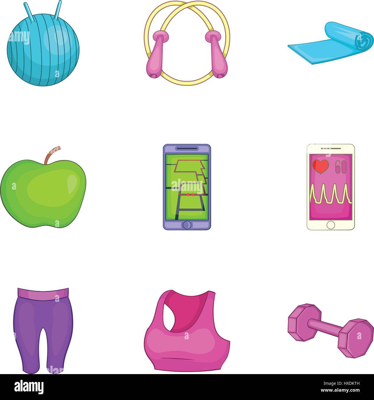 Gym icons set, cartoon style Stock Vector Image & Art - Alamy