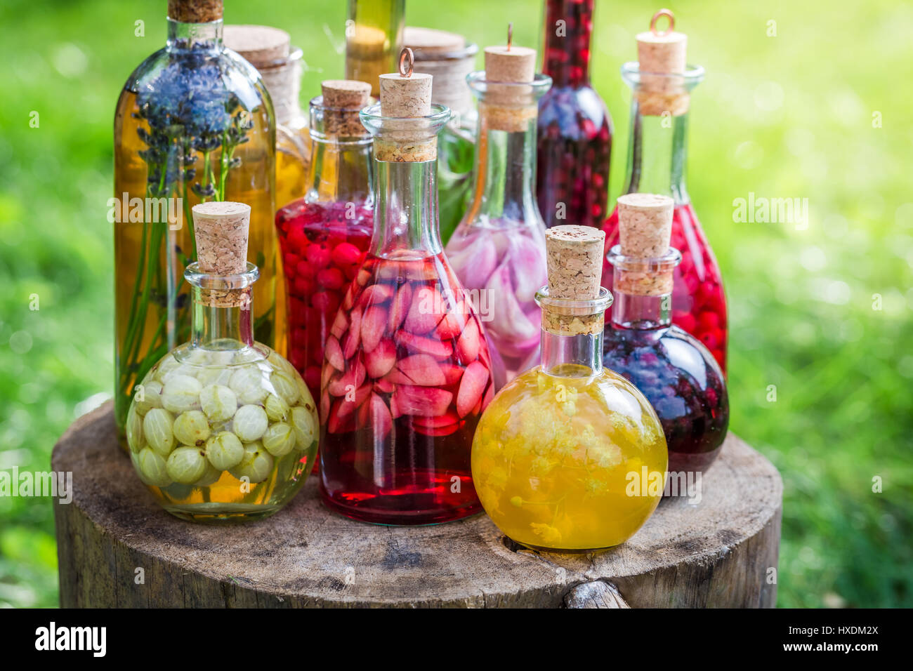Sweet liqueur with fruits and alcohol Stock Photo - Alamy