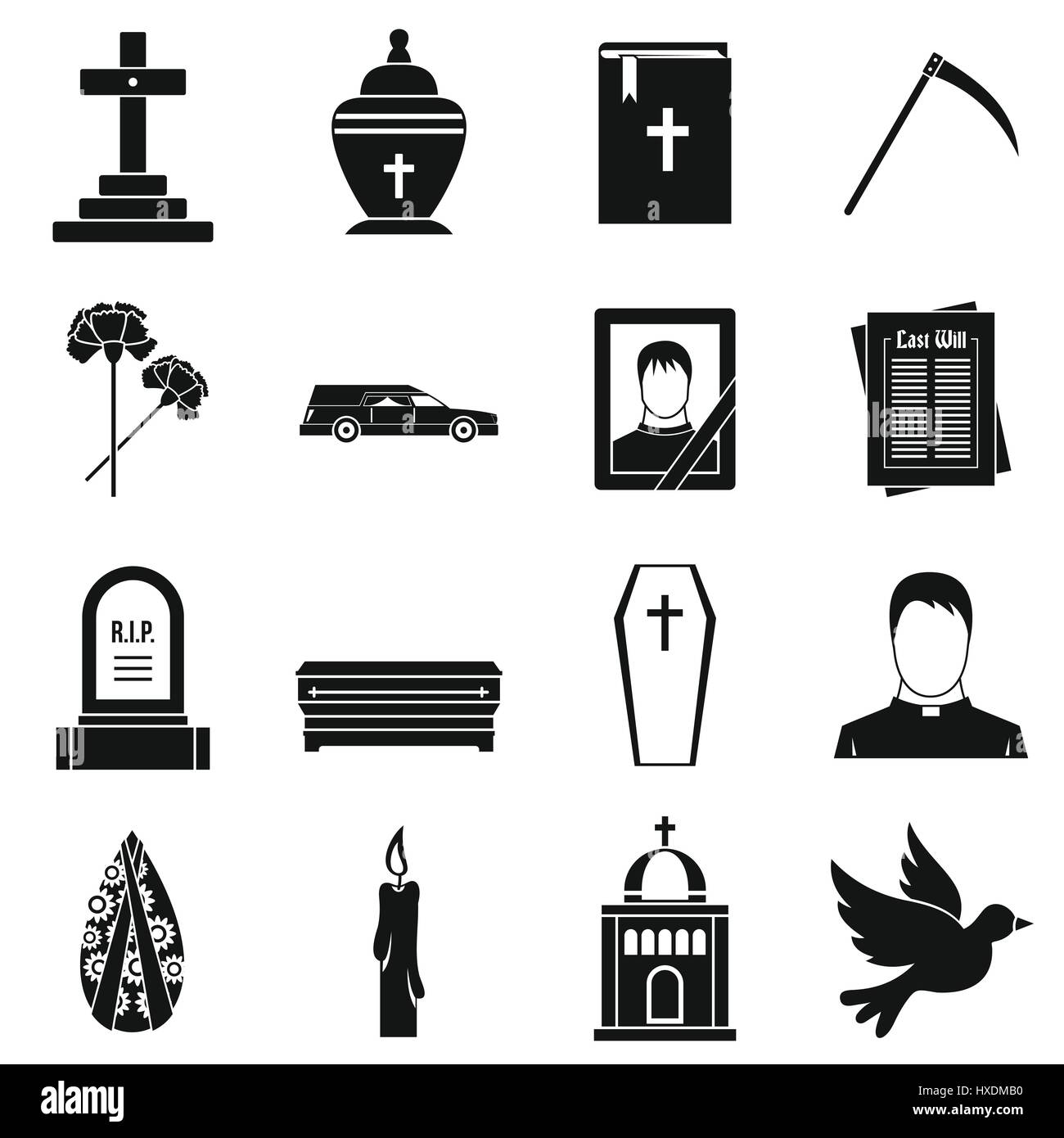 Funeral icons set, simple style Stock Vector Image & Art - Alamy