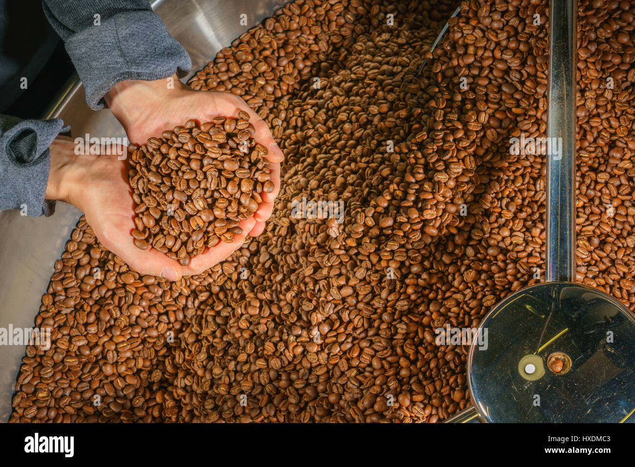 Mixing roasted coffee Stock Photo - Alamy