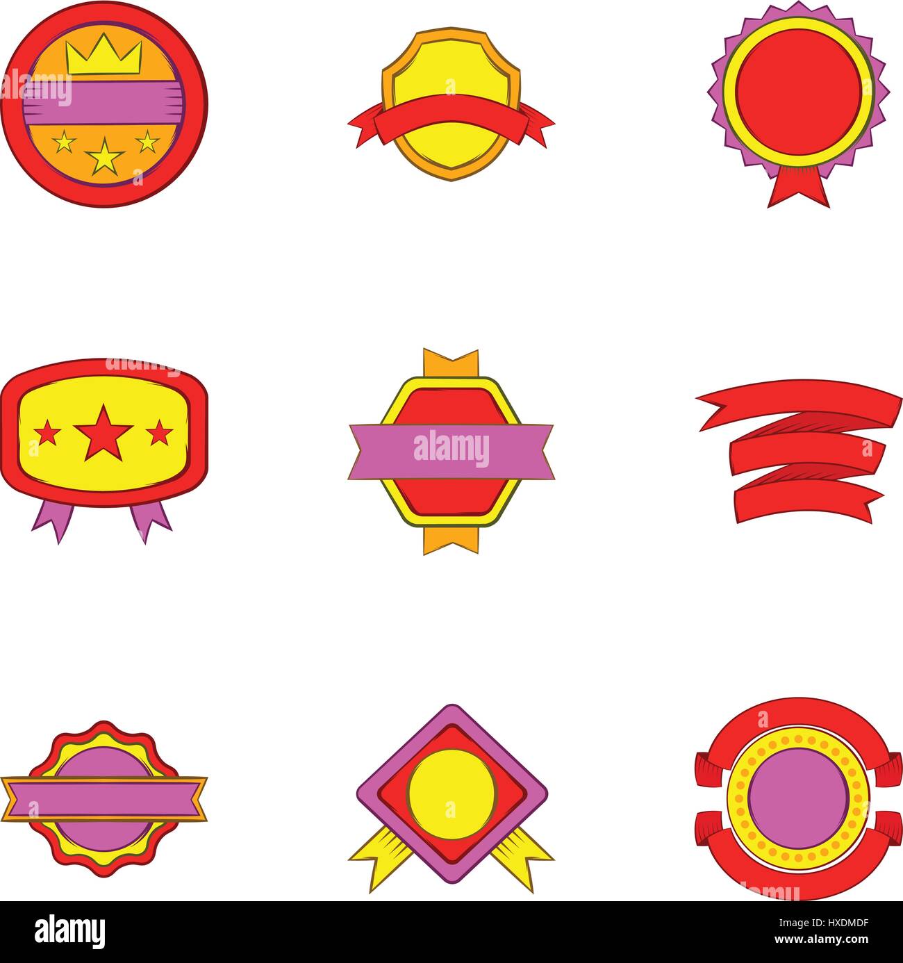 Badge icons set, cartoon style Stock Vector Image & Art - Alamy