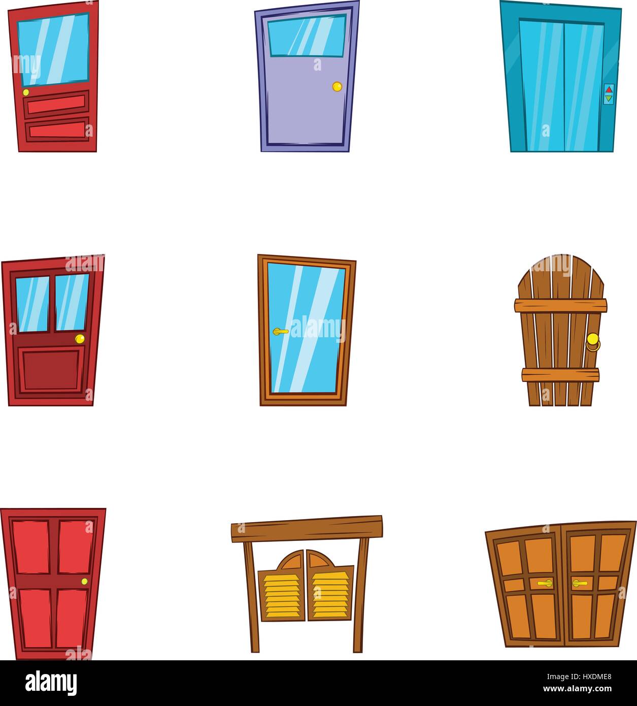 Security door icons set, cartoon style Stock Vector Image & Art - Alamy