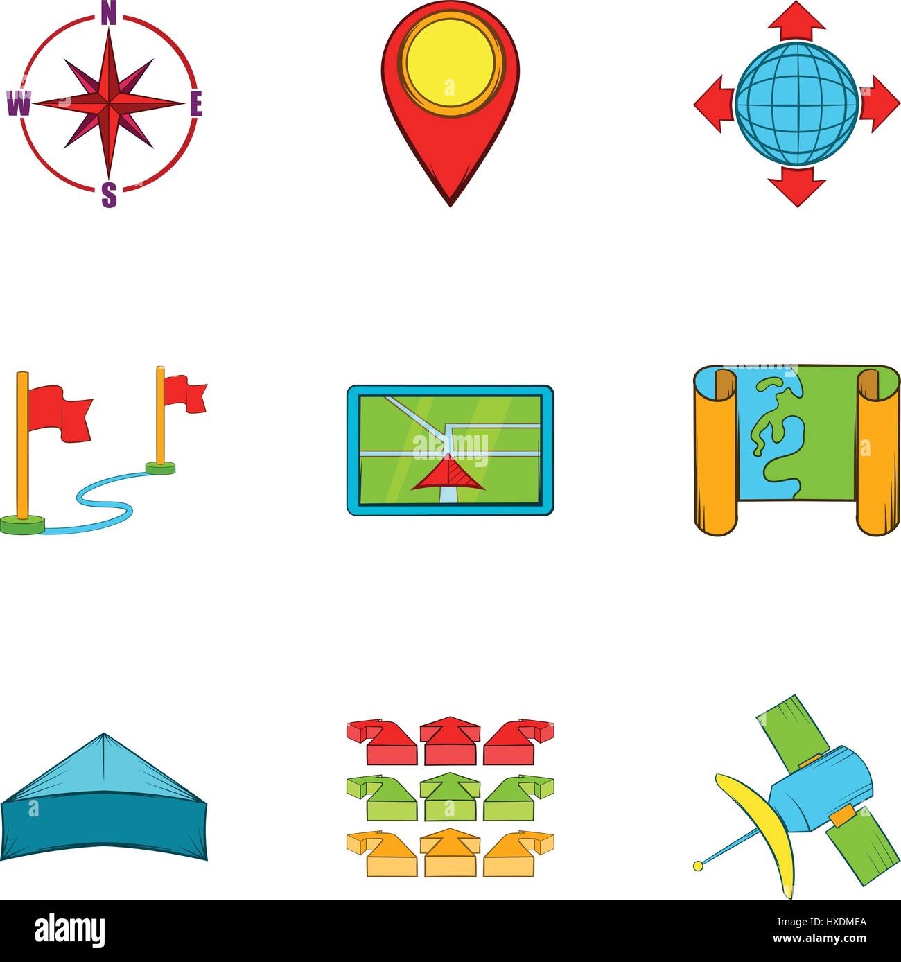 GPS icons set, cartoon style Stock Vector Image & Art - Alamy