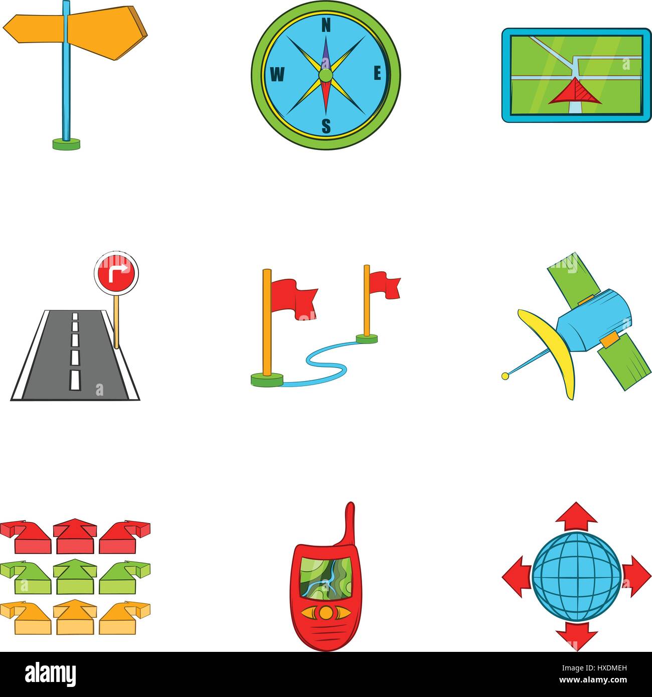 Navigation icons set, cartoon style Stock Vector Image & Art - Alamy