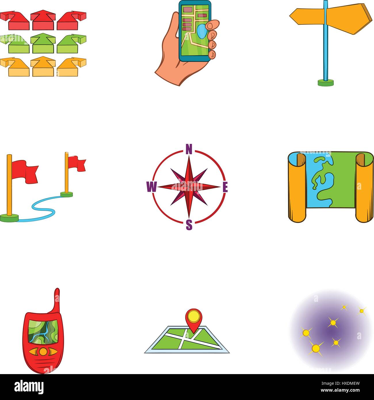 Find way icons set, cartoon style Stock Vector Image & Art - Alamy