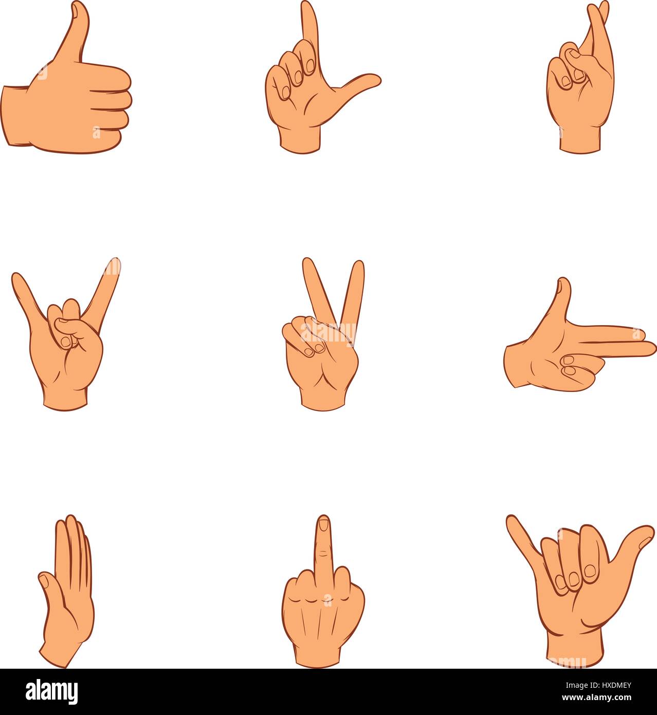 Gesture icons set, cartoon style Stock Vector Image & Art - Alamy