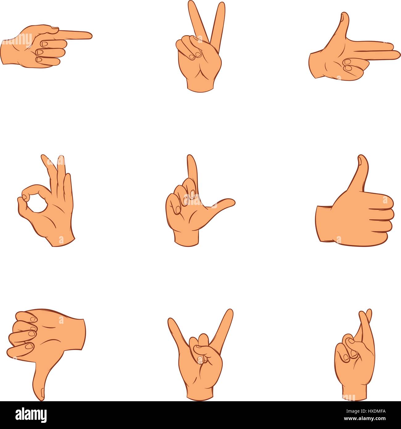 Communication gestures icons set, cartoon style Stock Vector Image ...