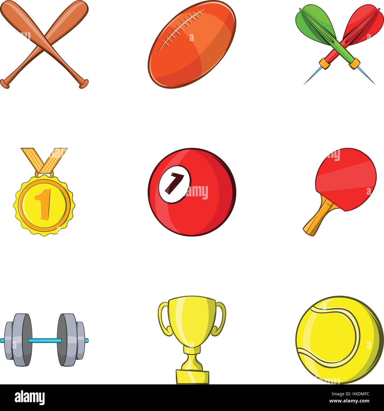Sports accessories icons set, cartoon style Stock Vector Image & Art ...