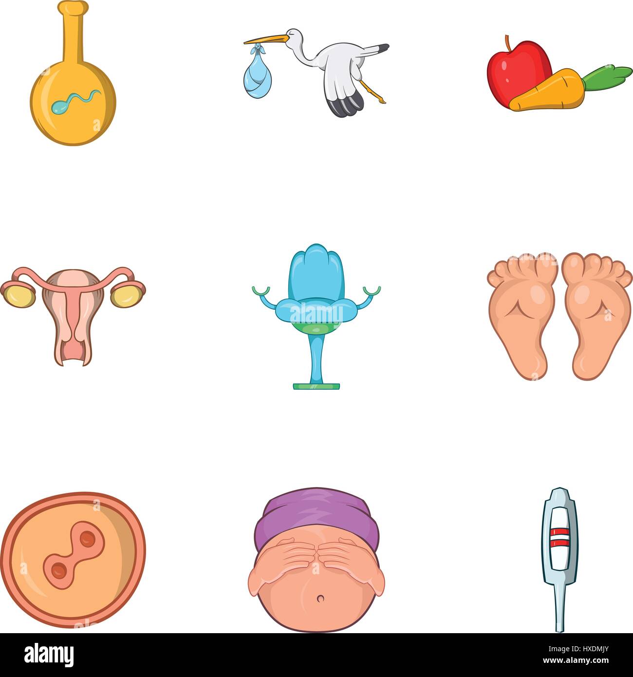 Kid in mother stomach icons set, cartoon style Stock Vector Image & Art ...