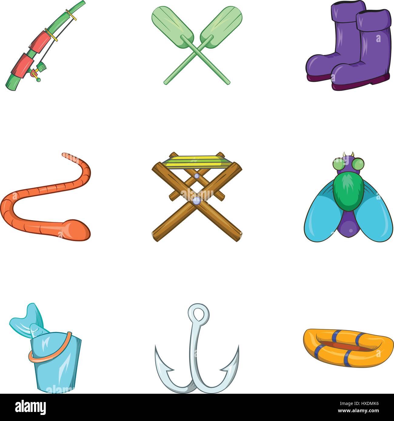 Fishing icons set, cartoon style Stock Vector Image & Art - Alamy