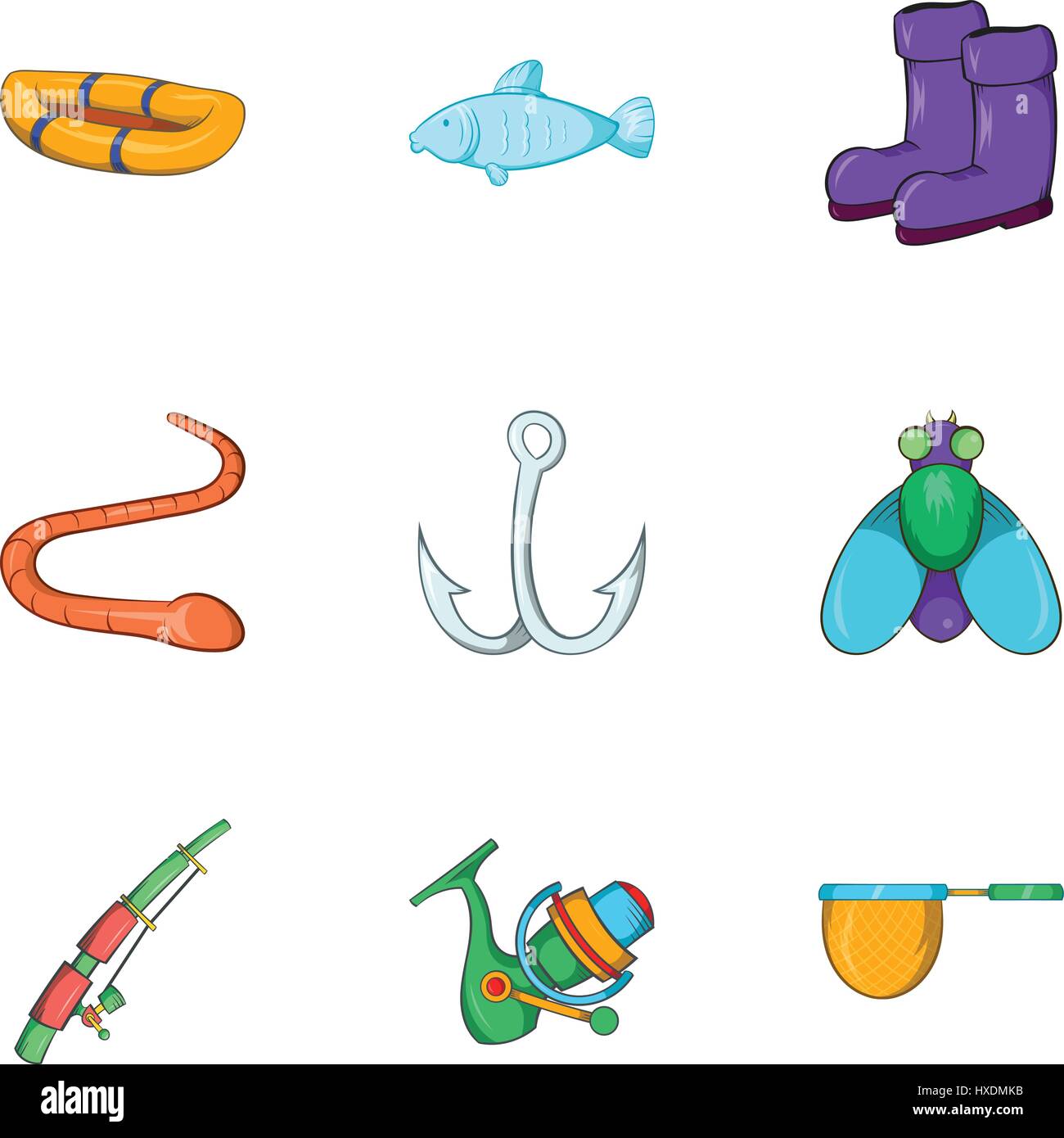 Hunting for fish icons set, cartoon style Stock Vector Image & Art - Alamy