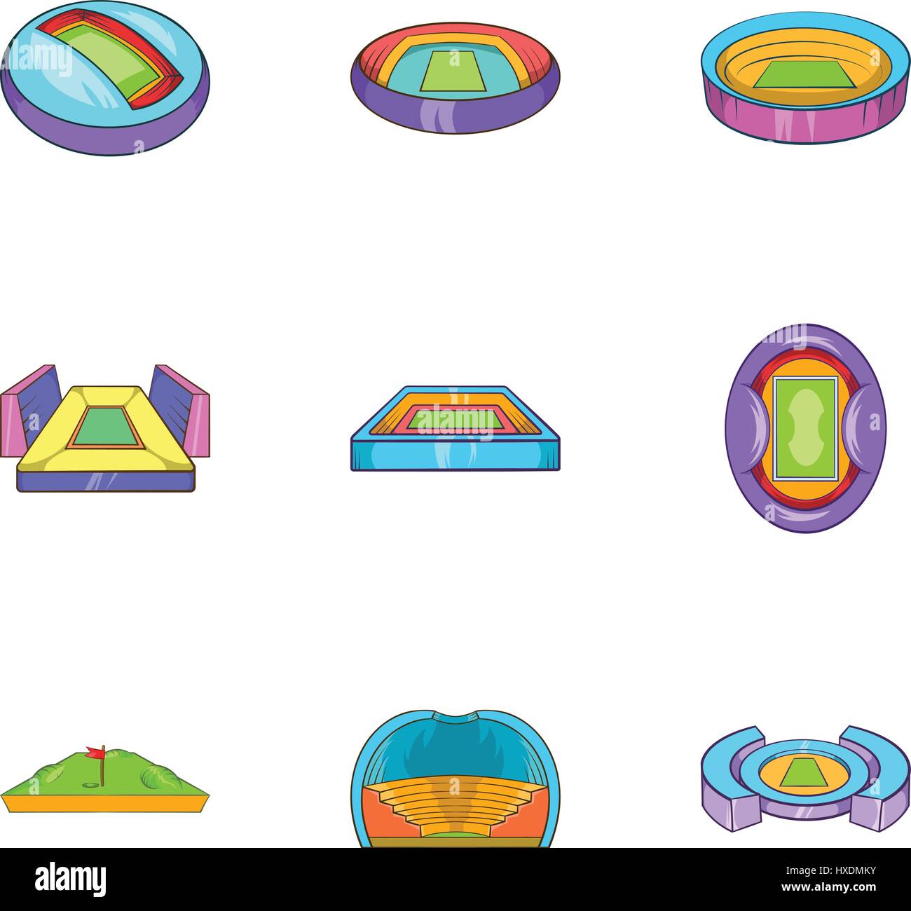 Sport stadium icons set, cartoon style Stock Vector Image & Art - Alamy