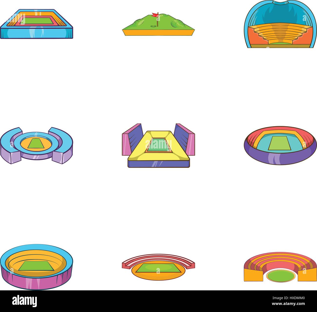 Sport construction icons set, cartoon style Stock Vector Image & Art ...