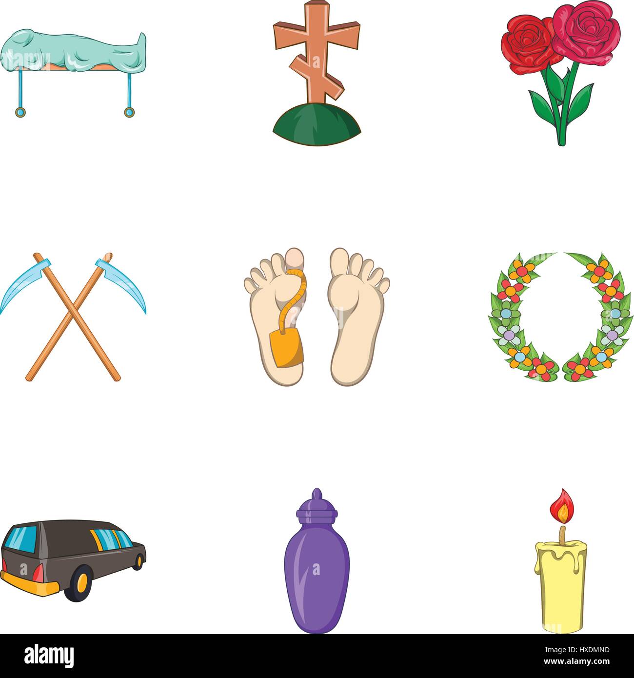 Funeral icons set, cartoon style Stock Vector Image & Art - Alamy