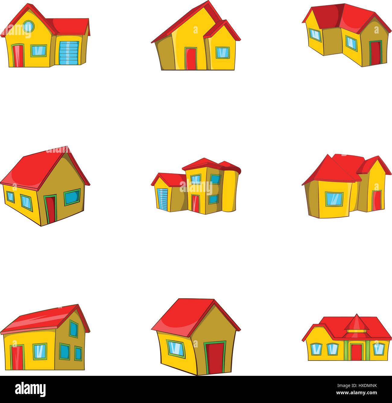 Building icons set, cartoon style Stock Vector Image & Art - Alamy