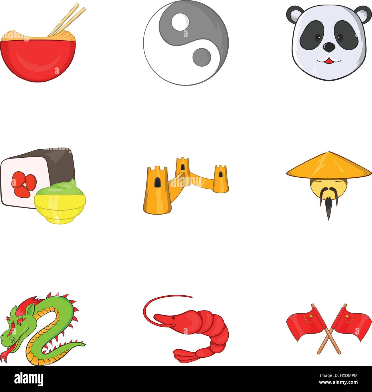 Tourism in China icons set, cartoon style Stock Vector Image & Art - Alamy