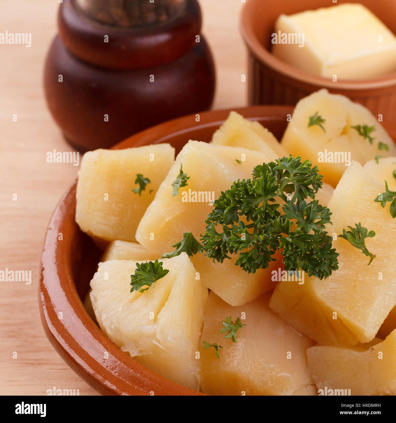 Cooked manihot esculenta (cassava, yuca, manioc, mandioca, Brazilian ...