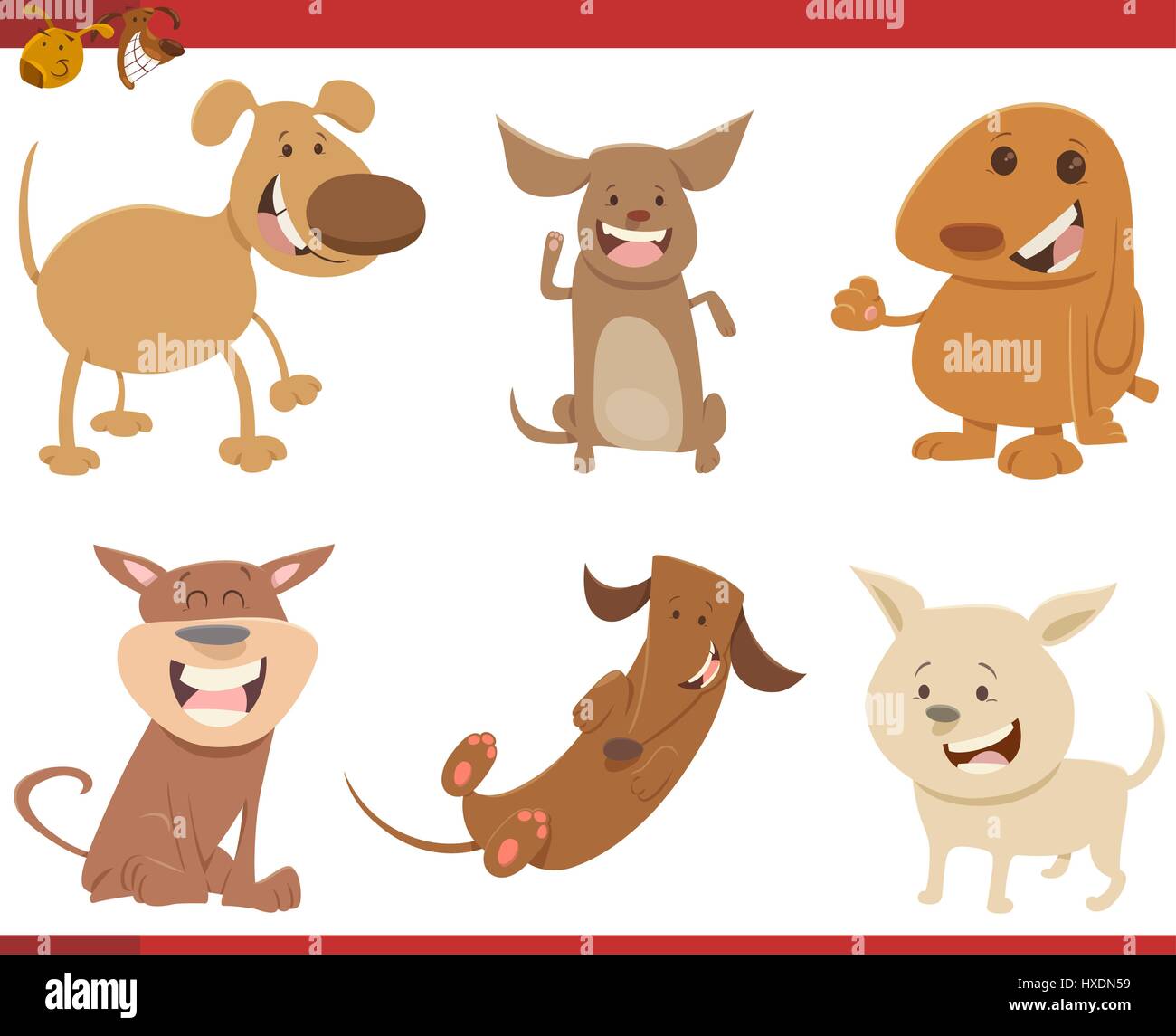 Cartoon Illustration of Cute Dogs or Puppies Characters Set Stock ...