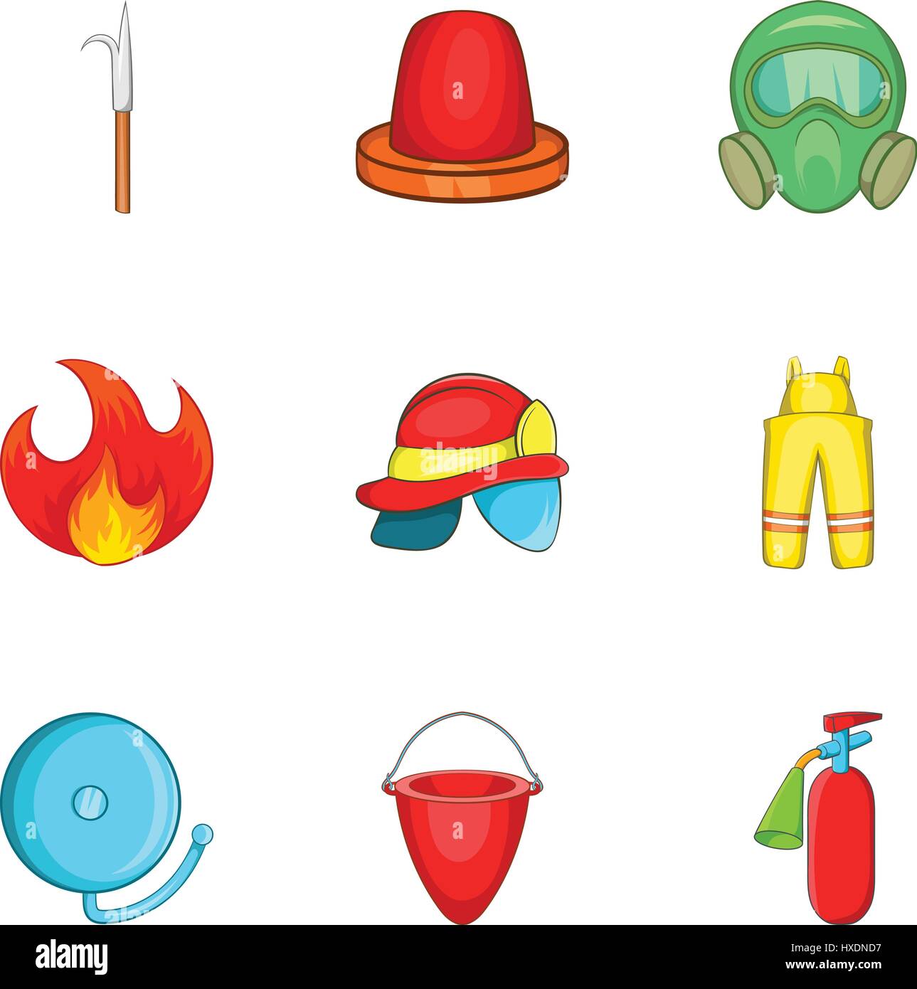 Firefighter icons set, cartoon style Stock Vector Image & Art - Alamy