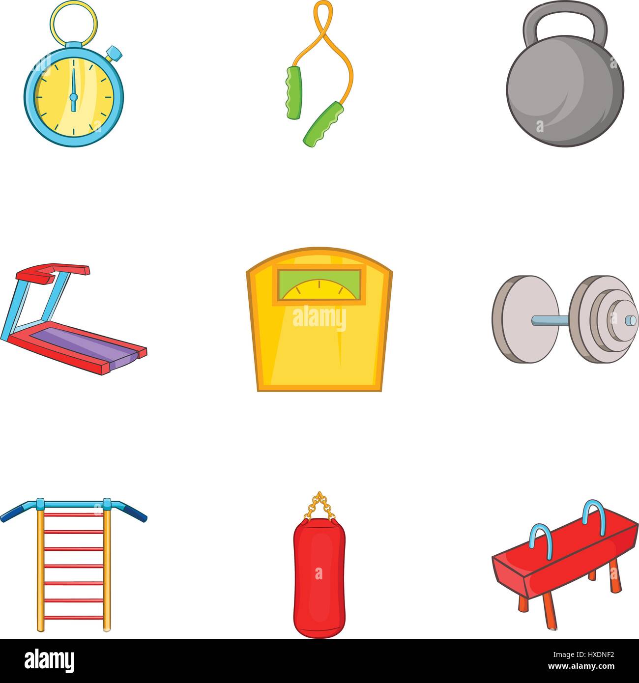 Gym icons set, cartoon style Stock Vector Image & Art - Alamy