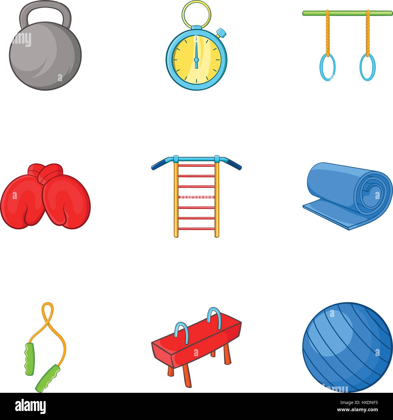 Lesson in gym icons set, cartoon style Stock Vector Image & Art - Alamy