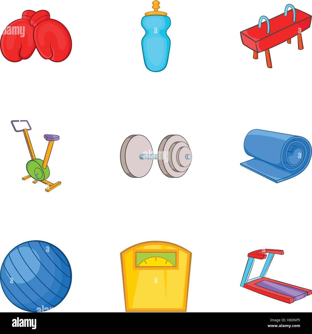 Exercise in gym icons set, cartoon style Stock Vector Image & Art - Alamy