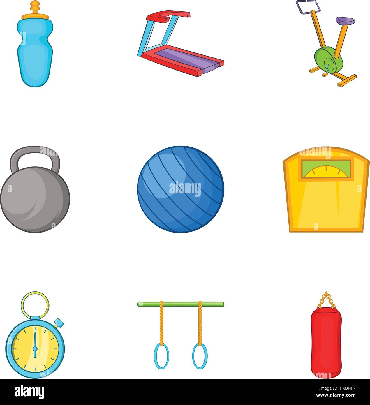 Exercise room icons set, cartoon style Stock Vector Image & Art - Alamy