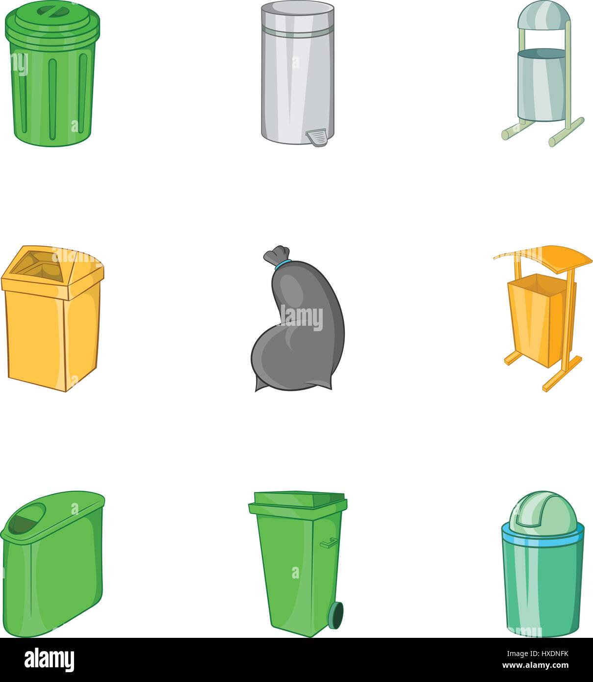 Garbage icons set, cartoon style Stock Vector Image & Art - Alamy