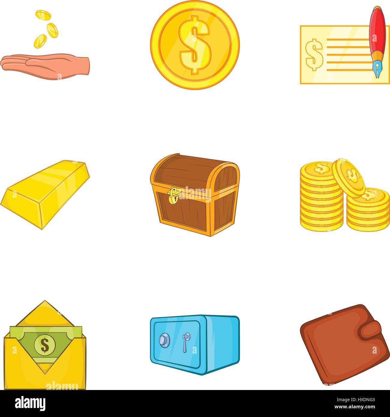Bank and money icons set, cartoon style Stock Vector Image & Art - Alamy