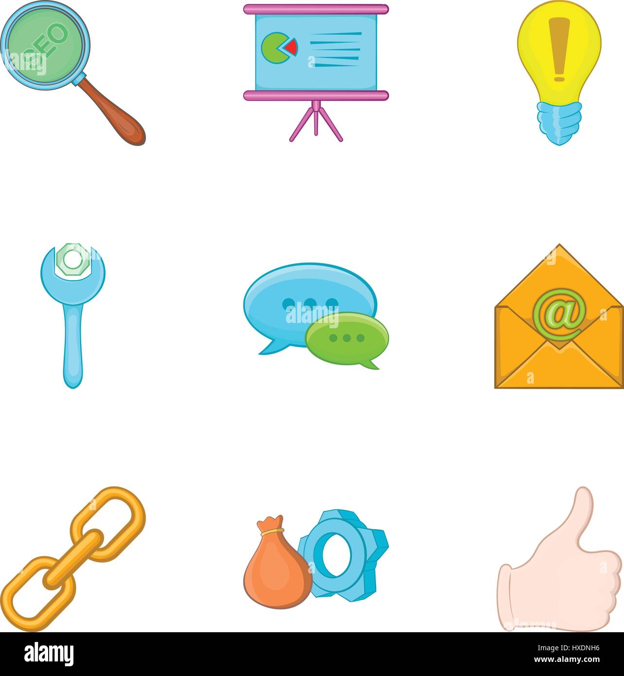 SEO icons set, cartoon style Stock Vector Image & Art - Alamy
