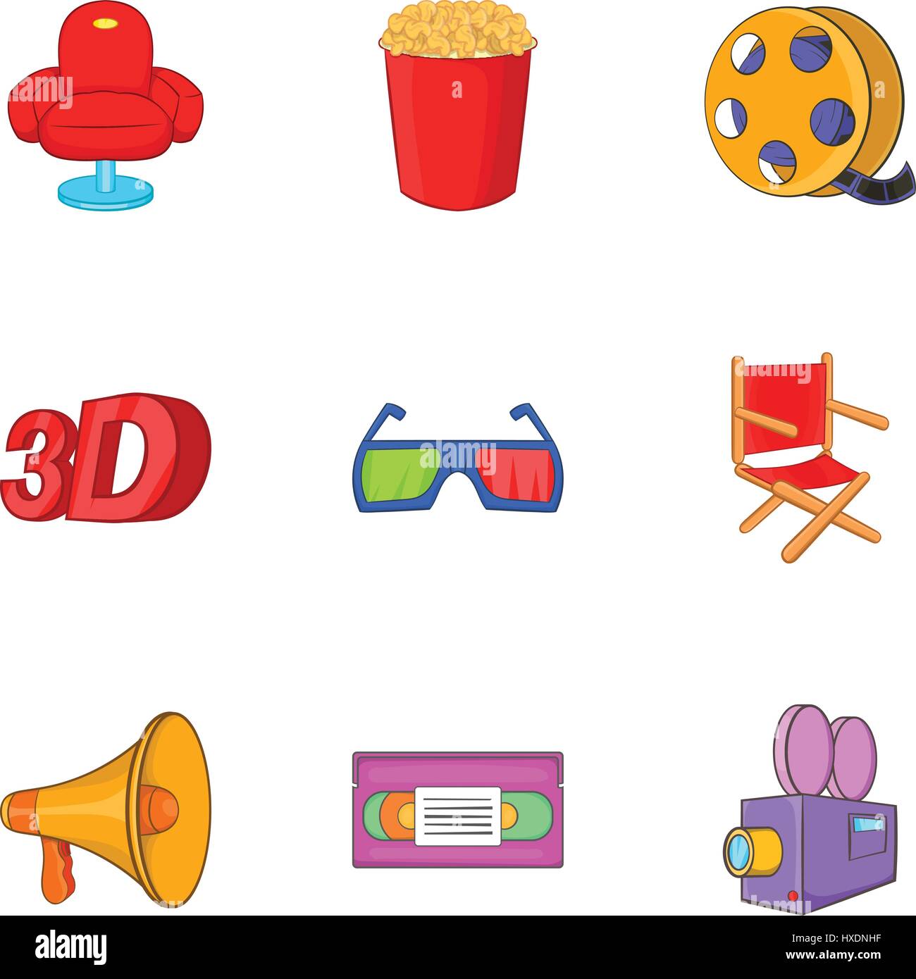 Movie icons set, cartoon style Stock Vector Image & Art - Alamy