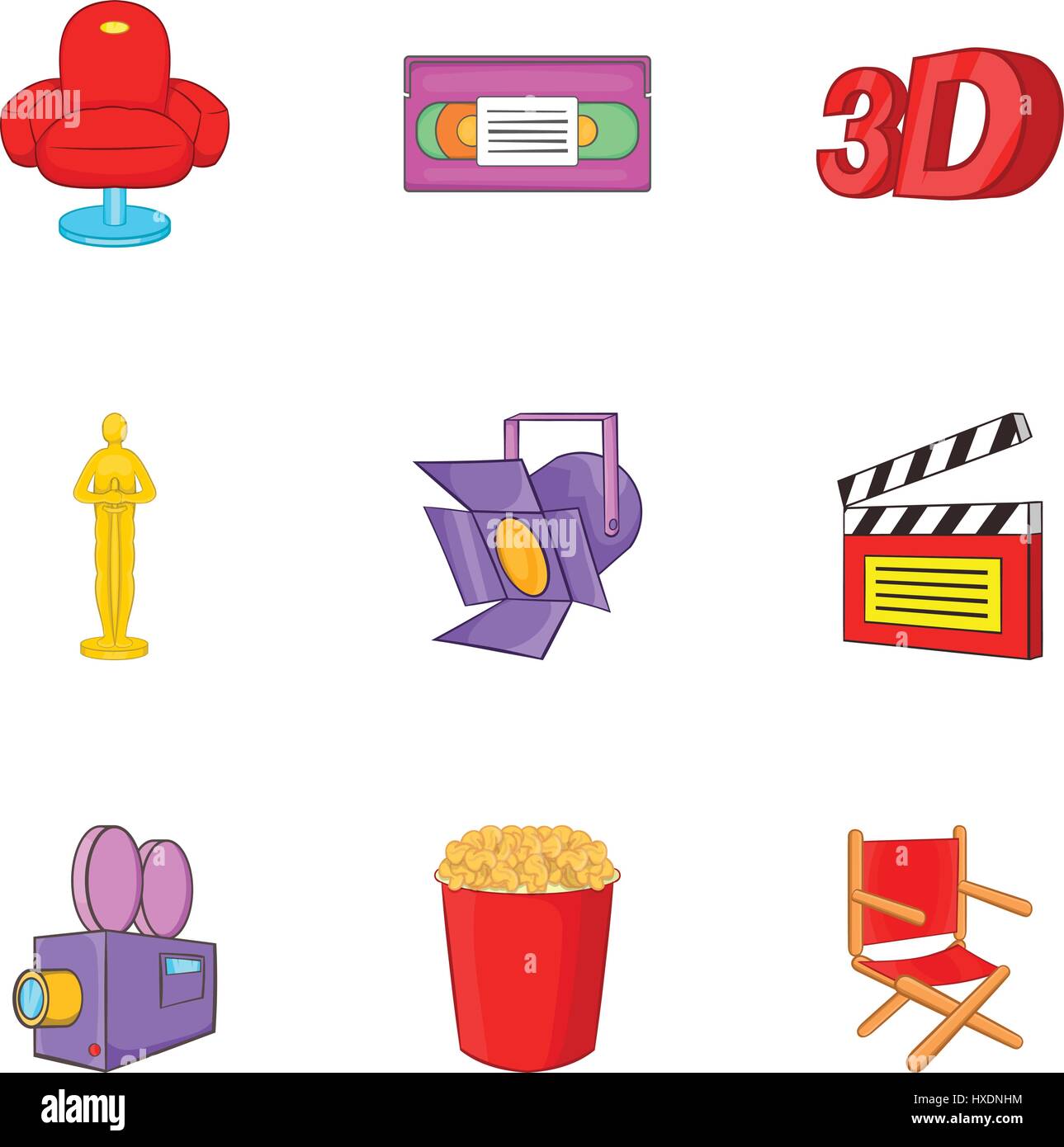Watching movie icons set, cartoon style Stock Vector Image & Art - Alamy