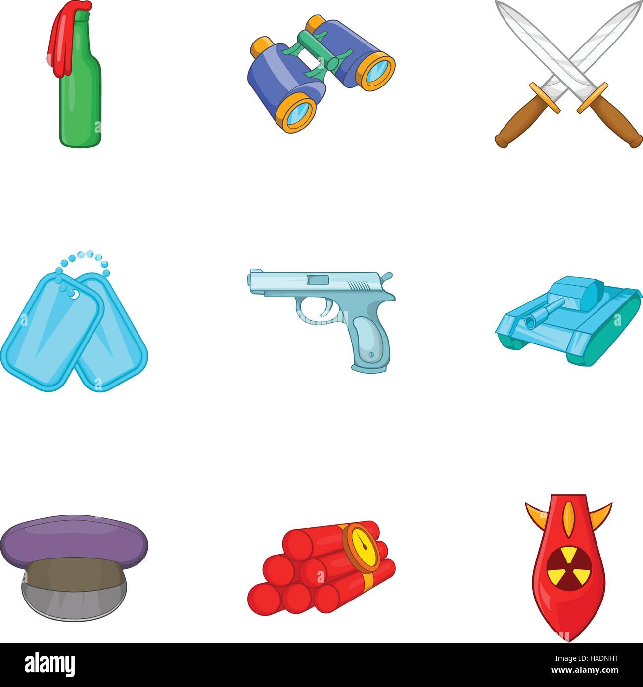 Military weapons icons set, cartoon style Stock Vector Image & Art - Alamy
