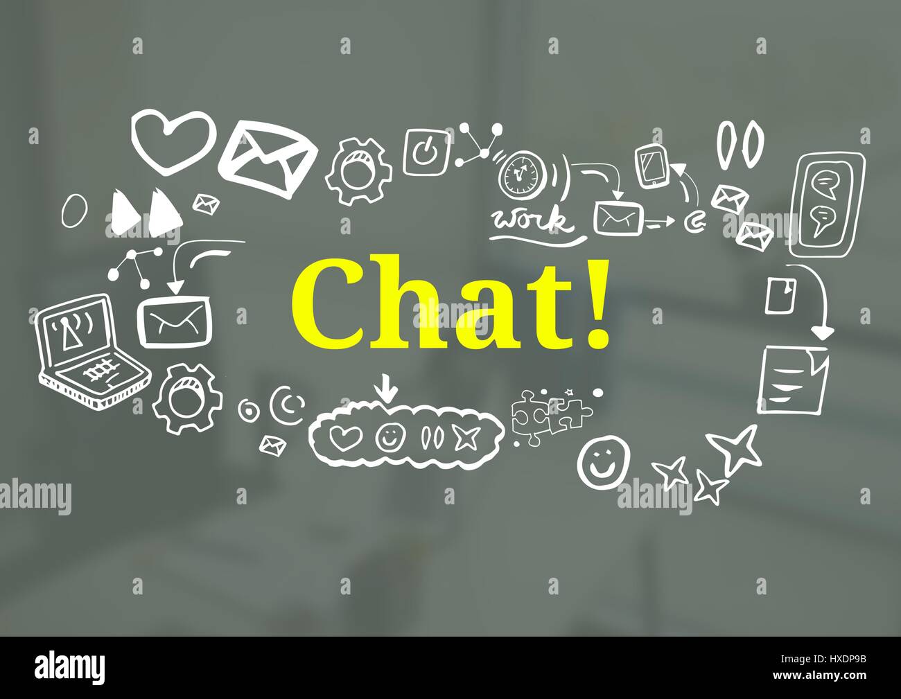 Digital composite of Chat text with drawings graphics Stock Photo - Alamy