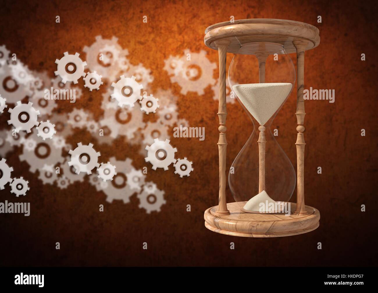 Digital composite of Egg Timer with sand and cog wheel settings icons ...