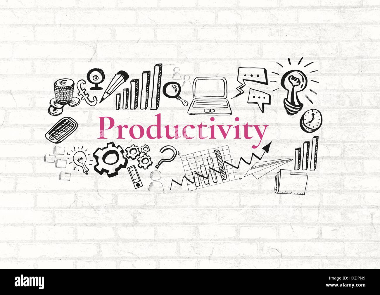 Digital composite of Productivity text with drawings graphics Stock ...