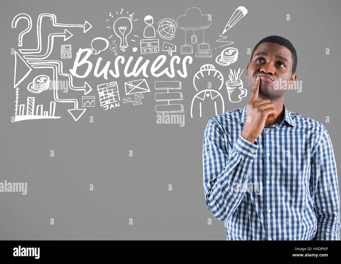 Digital composite of Businessman with Business graphics drawings and ...