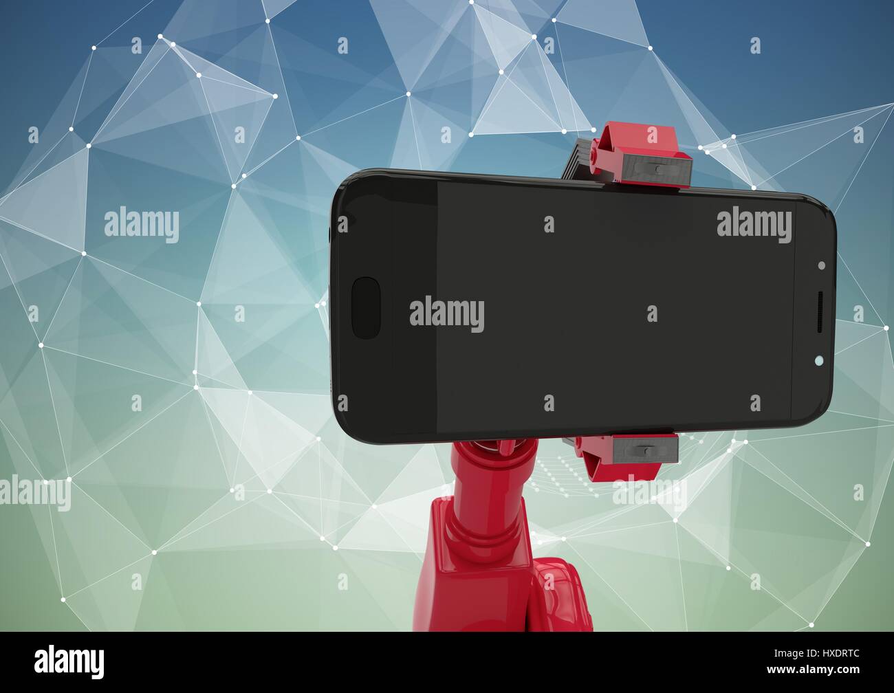 Digital composite of Red claw with phone against white vector mesh and ...