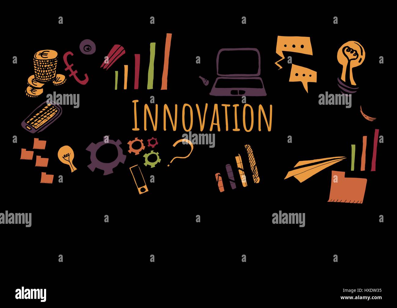 Digital composite of Innovation text with drawings graphics Stock Photo ...