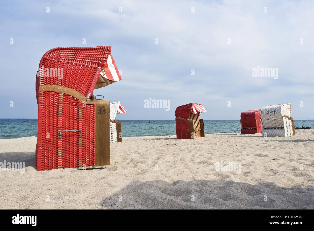 Beach baskets on the Baltic Sea, Strandkoerbe an der Ostsee Stock Photo ...